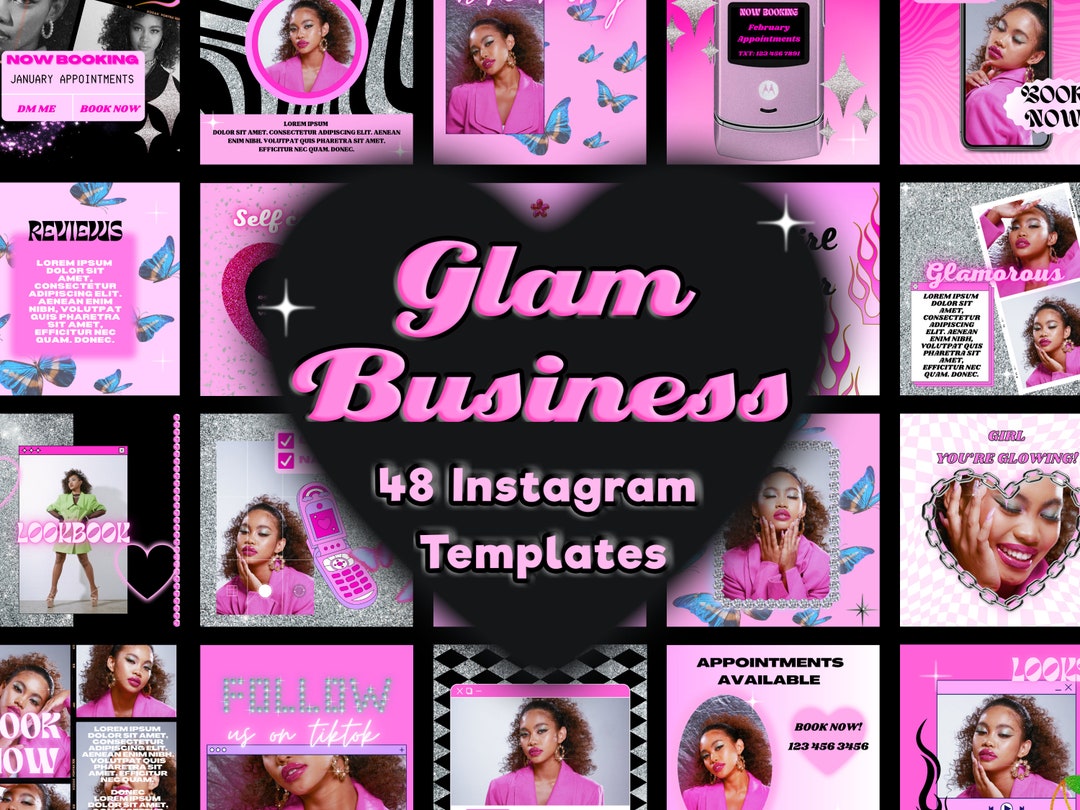 GLAM Business Social Media Templates, Boutique Canva Templates, Hair ...