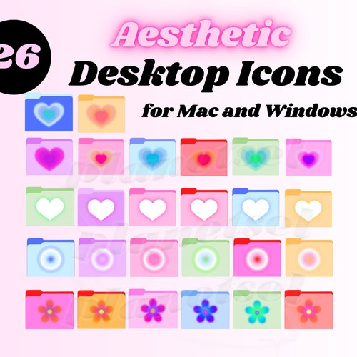 Aura Hearts Desktop Folder Icon Pack for Macos & Windows - Etsy