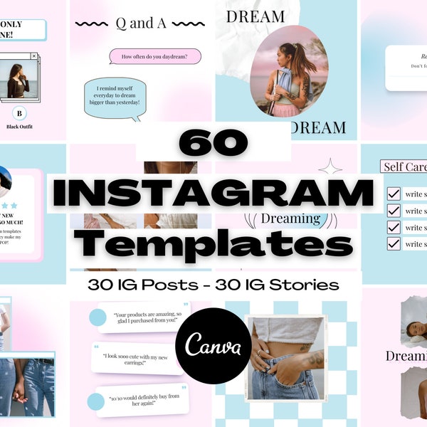 Blue Instagram Template - Etsy
