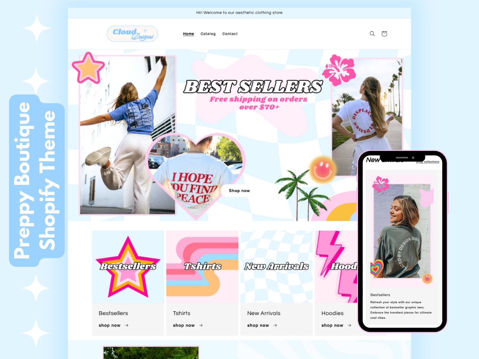 Preppy Boutique Shopify Theme, Boutique AESTHETIC Templates, Boutique ...