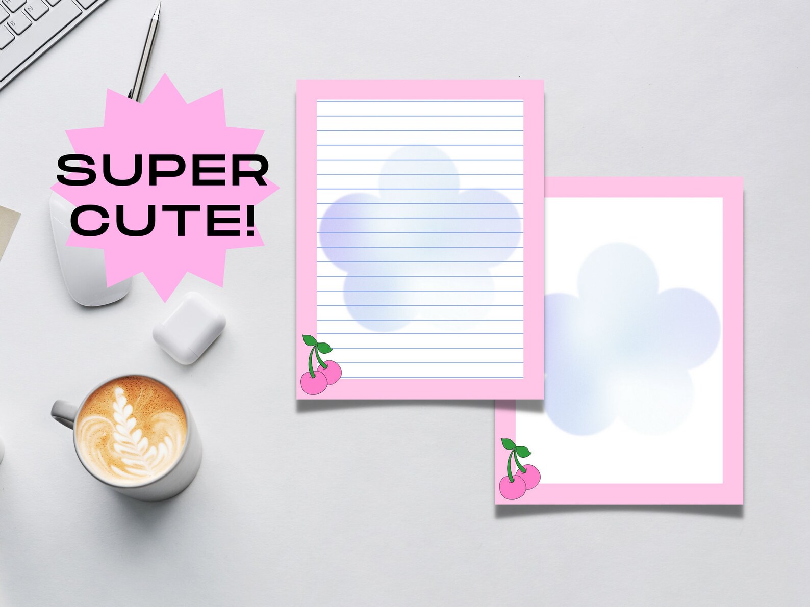 PRINTABLE Stationery Pink Cherry Flower Aesthetic Printable - Etsy