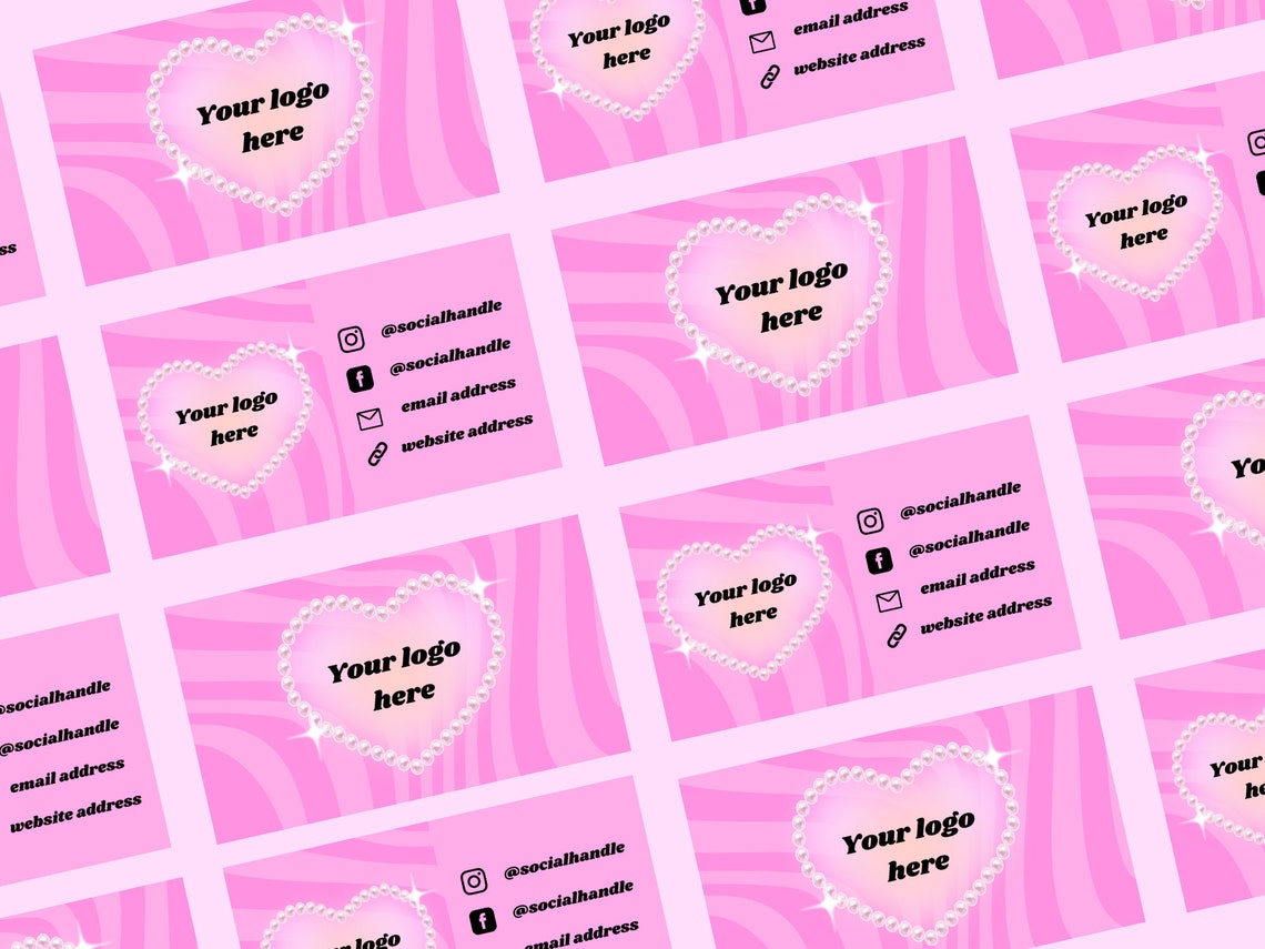 Y2K Heart Business Card Retro Business Card Marketing Card - Etsy