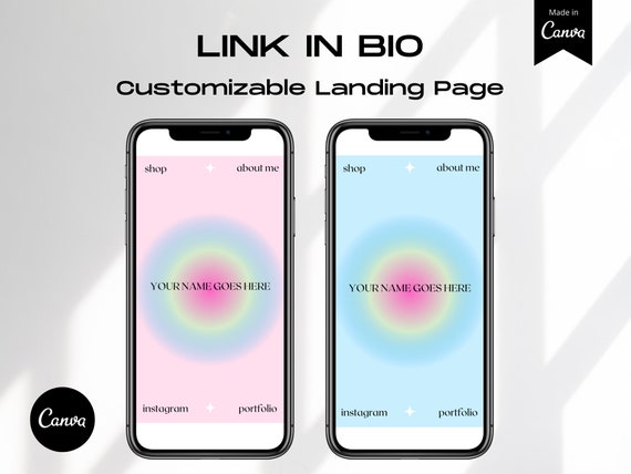 Link in Bio Landing Page Gradient Template Canva Templates - Etsy