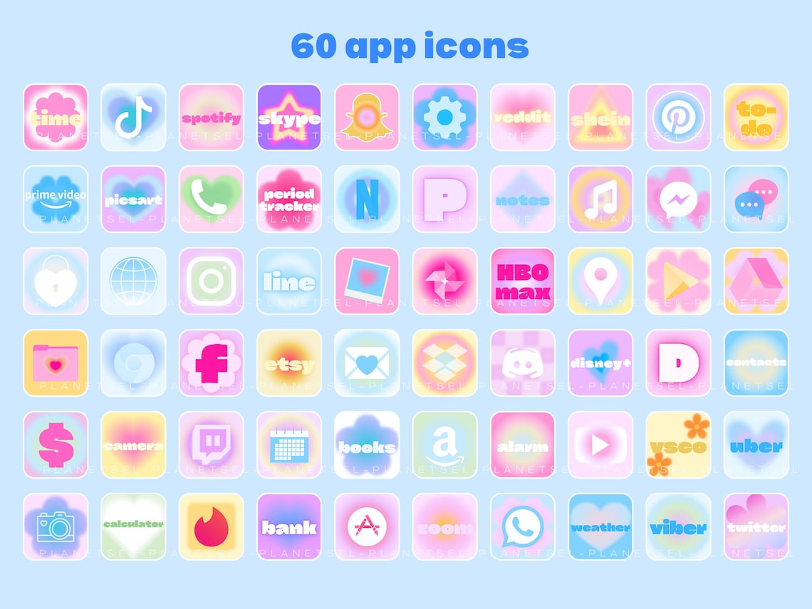 Gradient Aura Ios Icon Pack/ Ipados / Android / Phone Icons - Etsy
