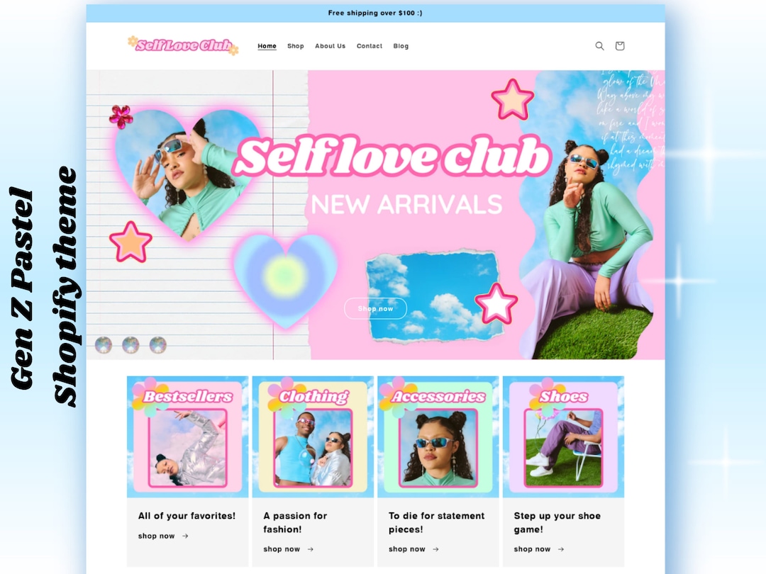 Gen Z Pastel Shopify Theme, Danish Pastel Templates, Pastel Website ...