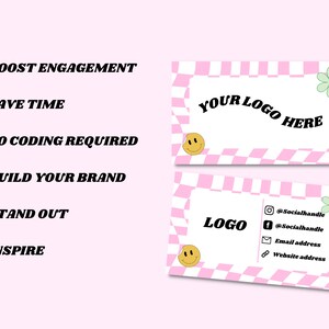 Y2K CHECKERED Business Card, Retro Business Card, Marketing Card, Canva ...