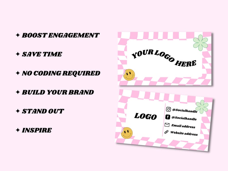 Y2K CHECKERED Business Card Retro Business Card Marketing - Etsy