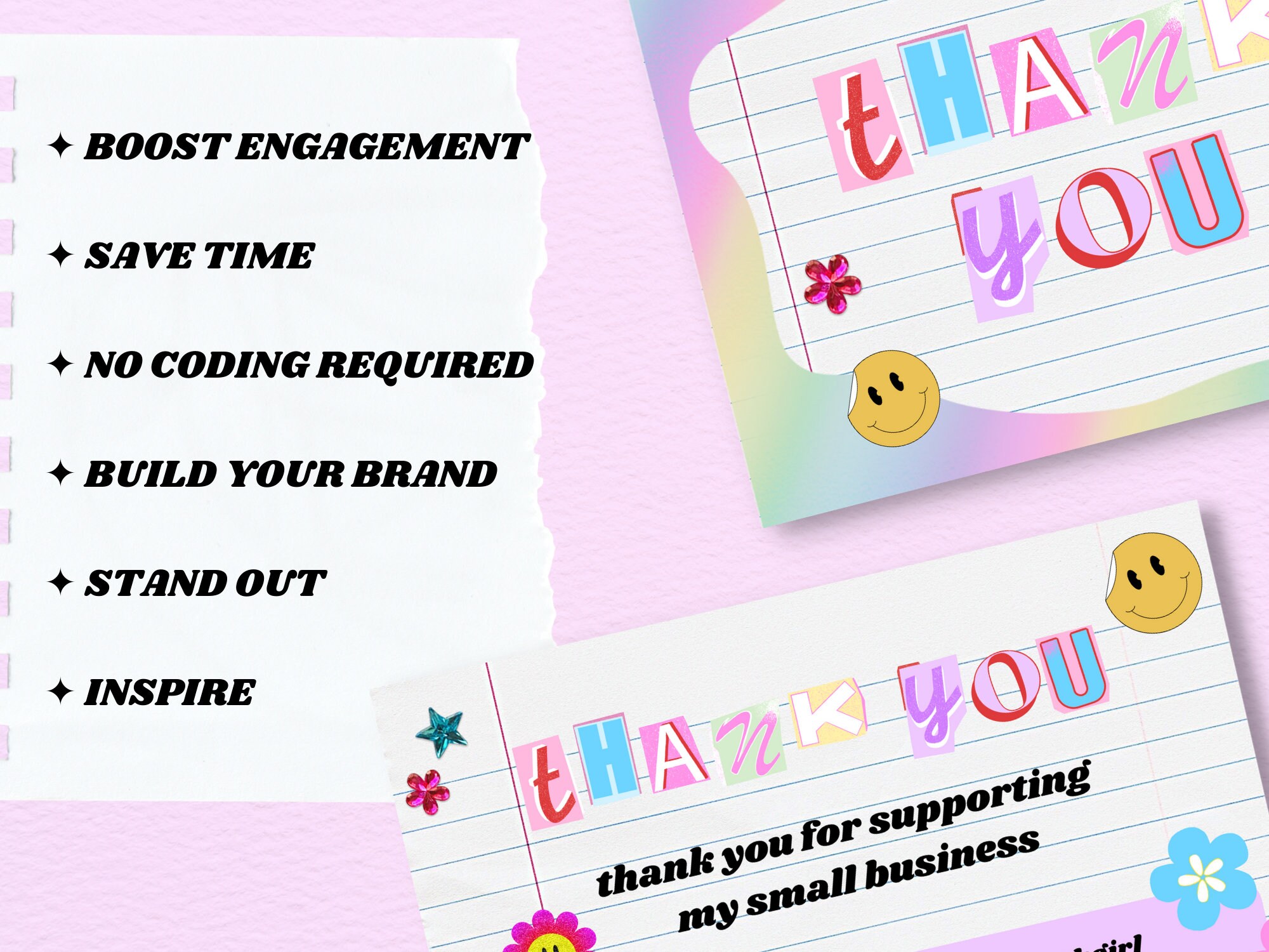 Editable Y2K THANK YOU Card Y2K Canva Template DIY Thank You - Etsy