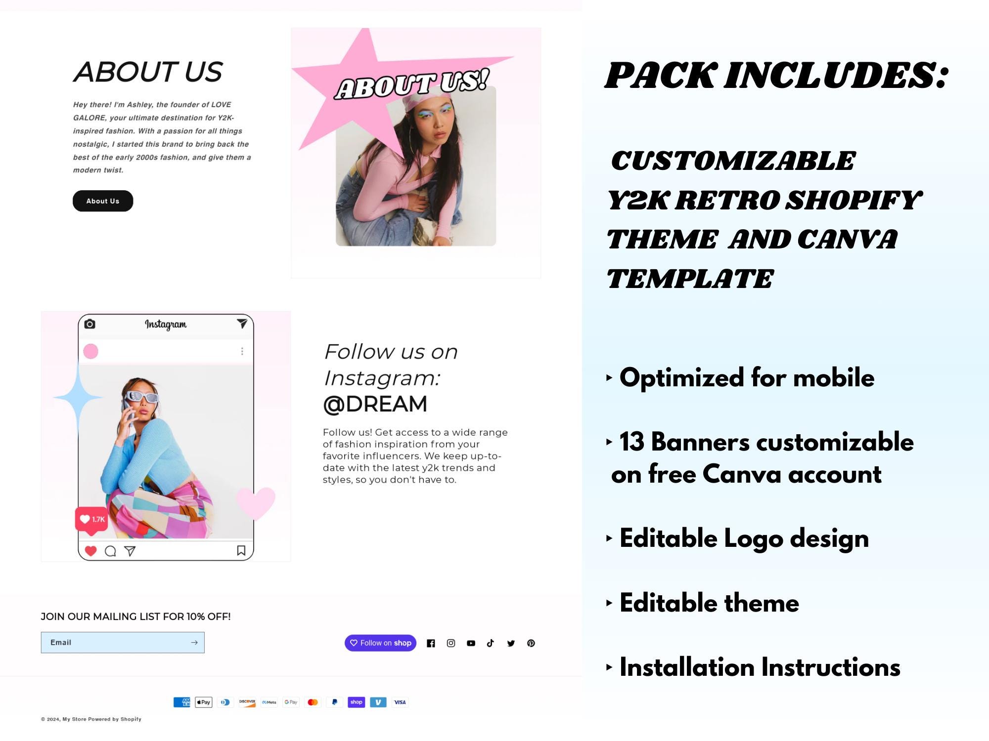 Y2K Retro Shopify Theme, Y2K AESTHETIC Templates, Website Design ...
