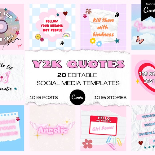 Y2K Instagram Post Templates Canva - Etsy