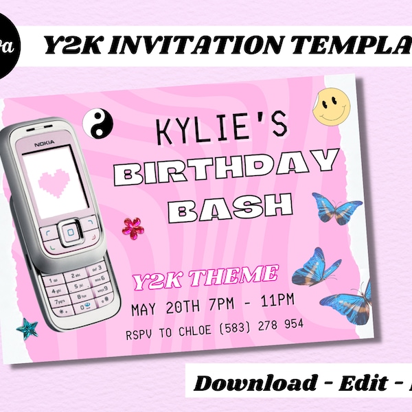 Birthday Party Invitation Y2k - Etsy