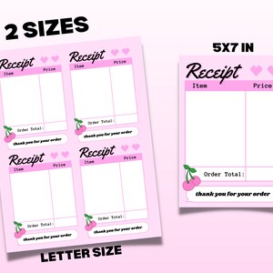 RECEIPT TEMPLATE, Cute Editable Order Receipt Form, Printable Canva ...