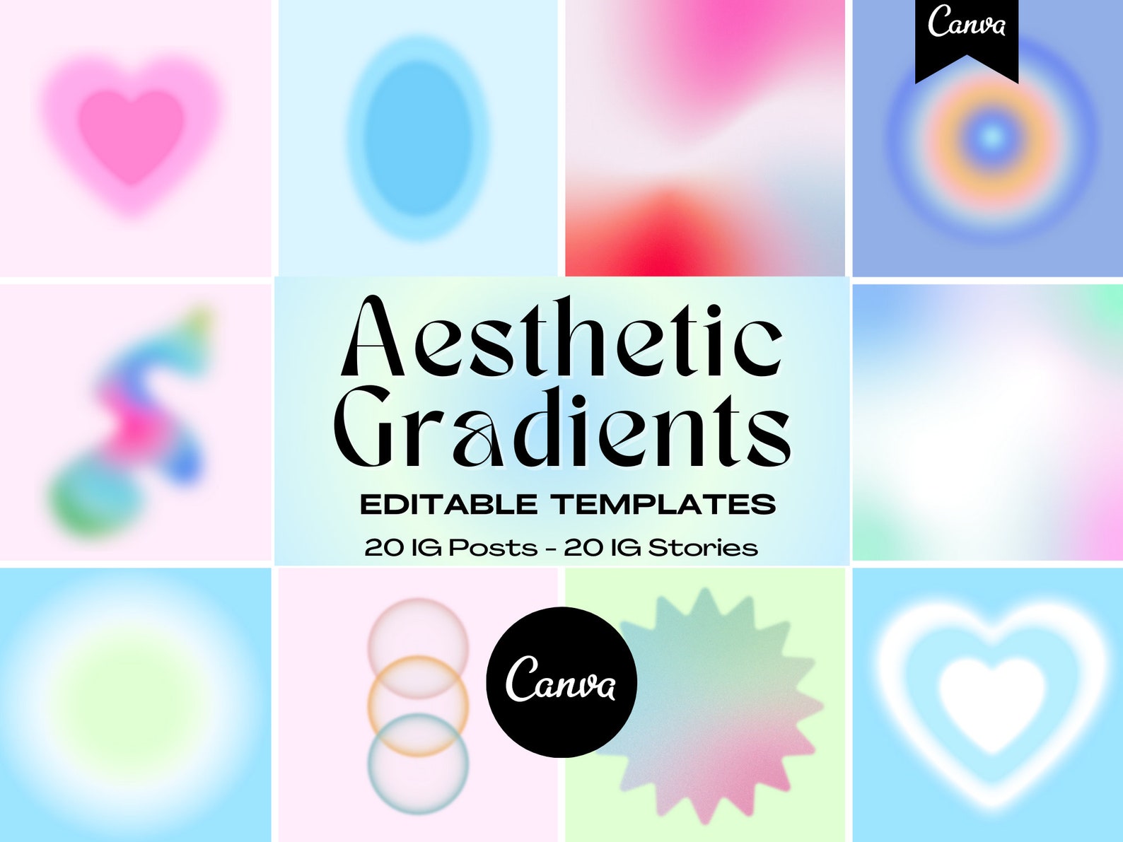 40 Aesthetic Gradients Canva Templates Aesthetic Gradient - Etsy
