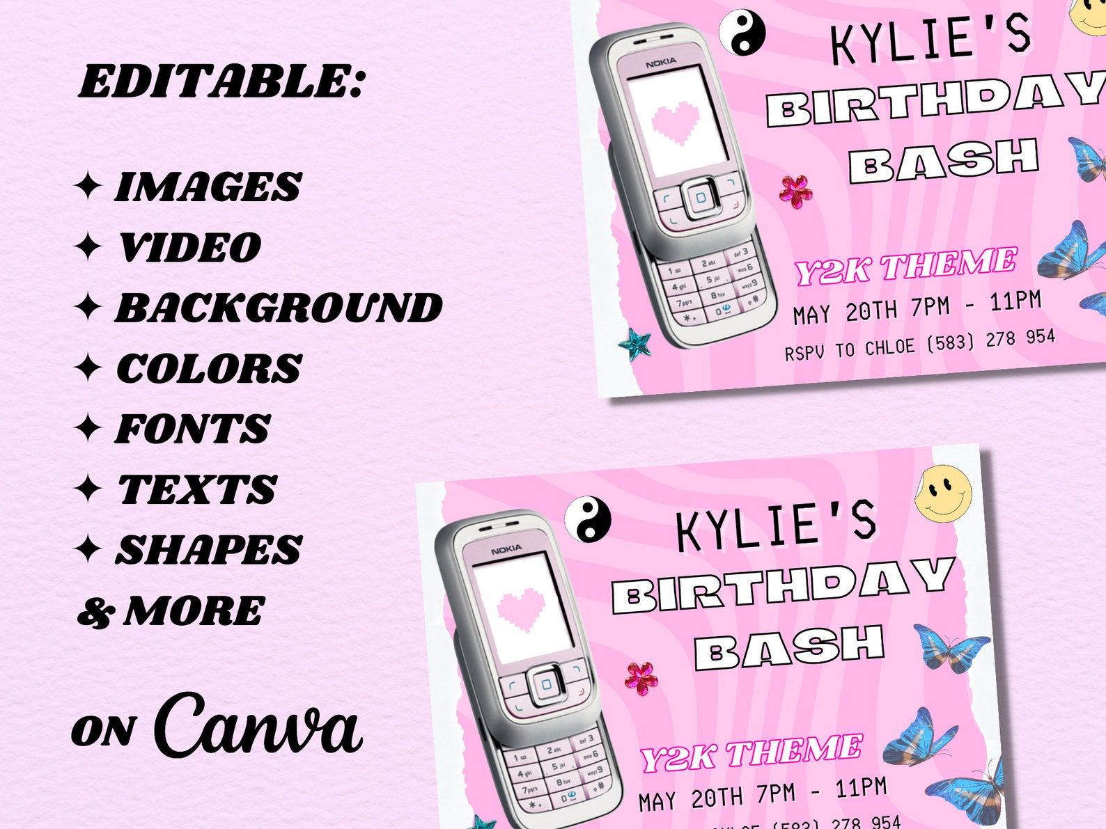 Editable Y2K Invitation Template Y2K Canva Template DIY - Etsy