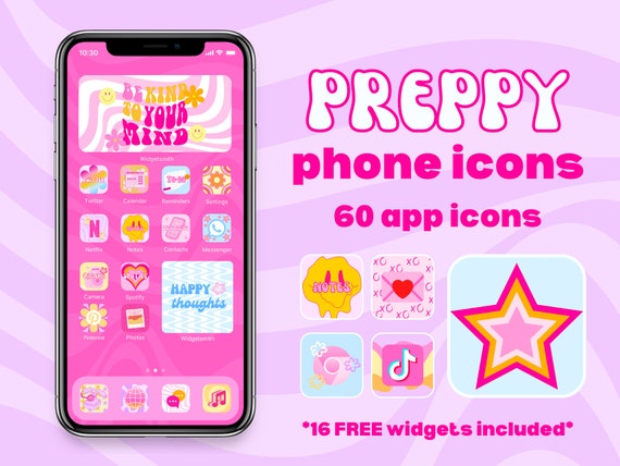 PREPPY Aesthetic Ios Icon Pack/ Ipados / Android / Phone Icons - Etsy