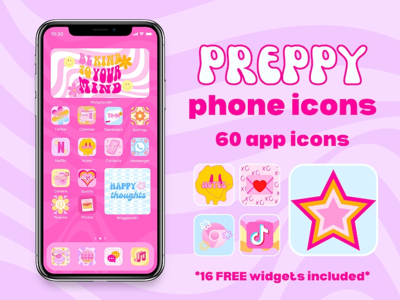 PREPPY Aesthetic Ios Icon Pack/ Ipados / Android / Phone Icons - Etsy