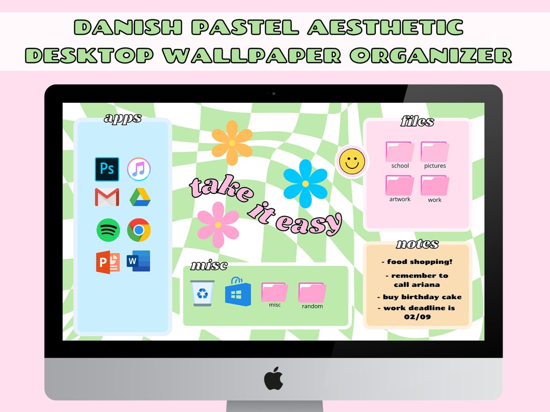 Danish Pastel Aesthetic Wallpaper | Flower Quote Trendy Groovy Retro ...