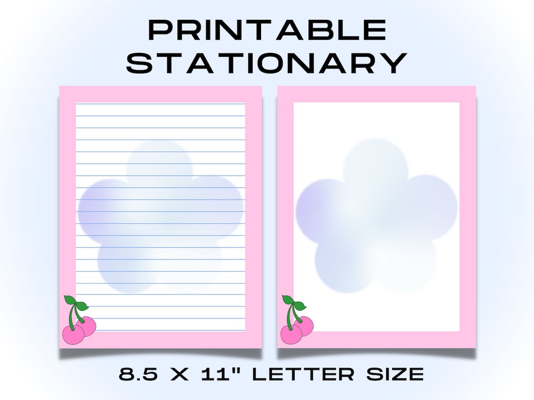 PRINTABLE Stationery, Pink Cherry Flower Aesthetic Printable Stationary ...