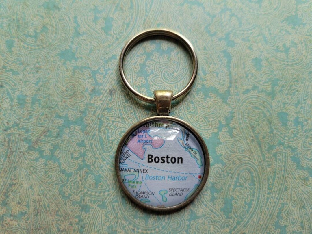 Boston Map Keychain - Etsy