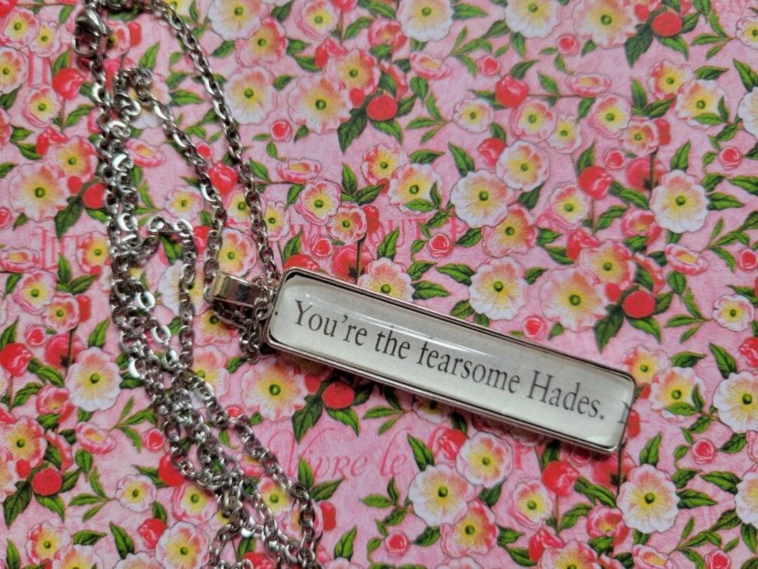 Fearsome Hades Pendant Necklace Made From Neon Gods Book Pages - Etsy