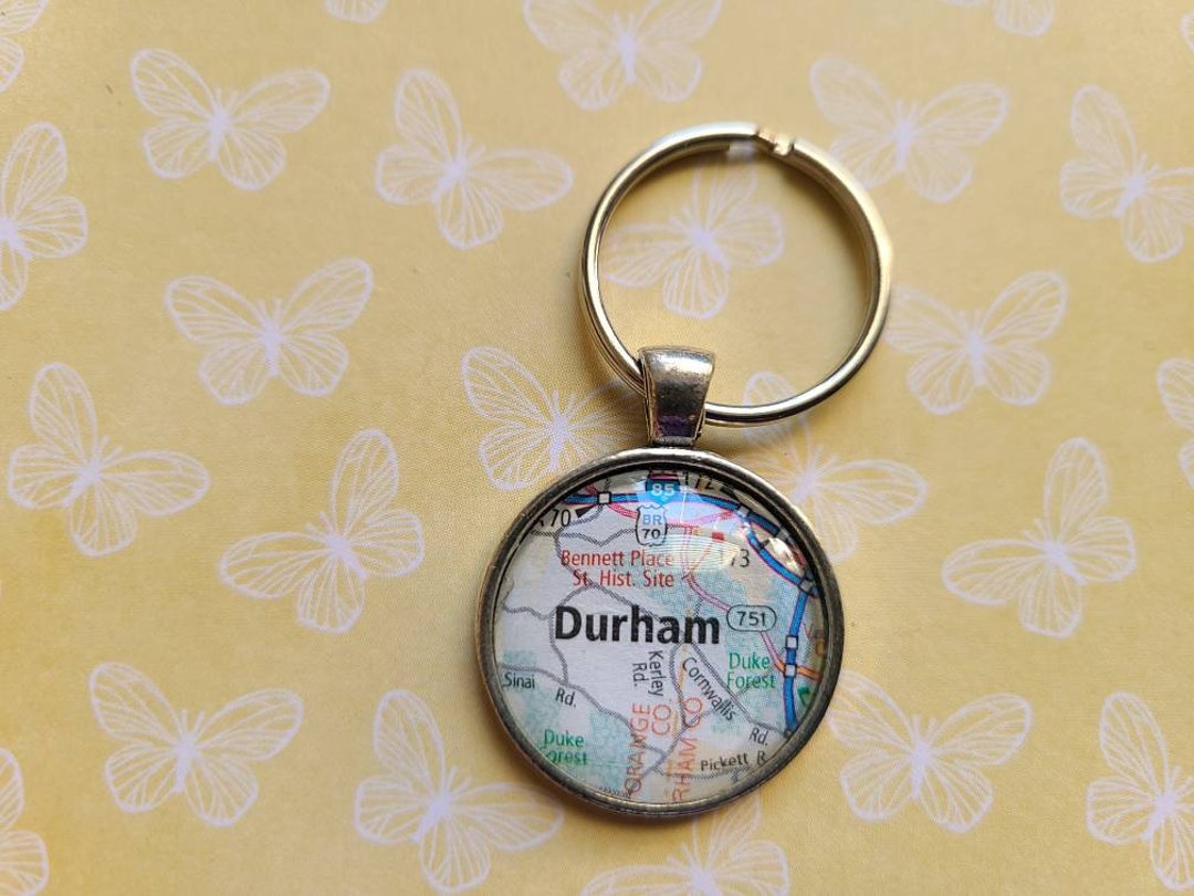Durham North Carolina Map Keychain - Etsy