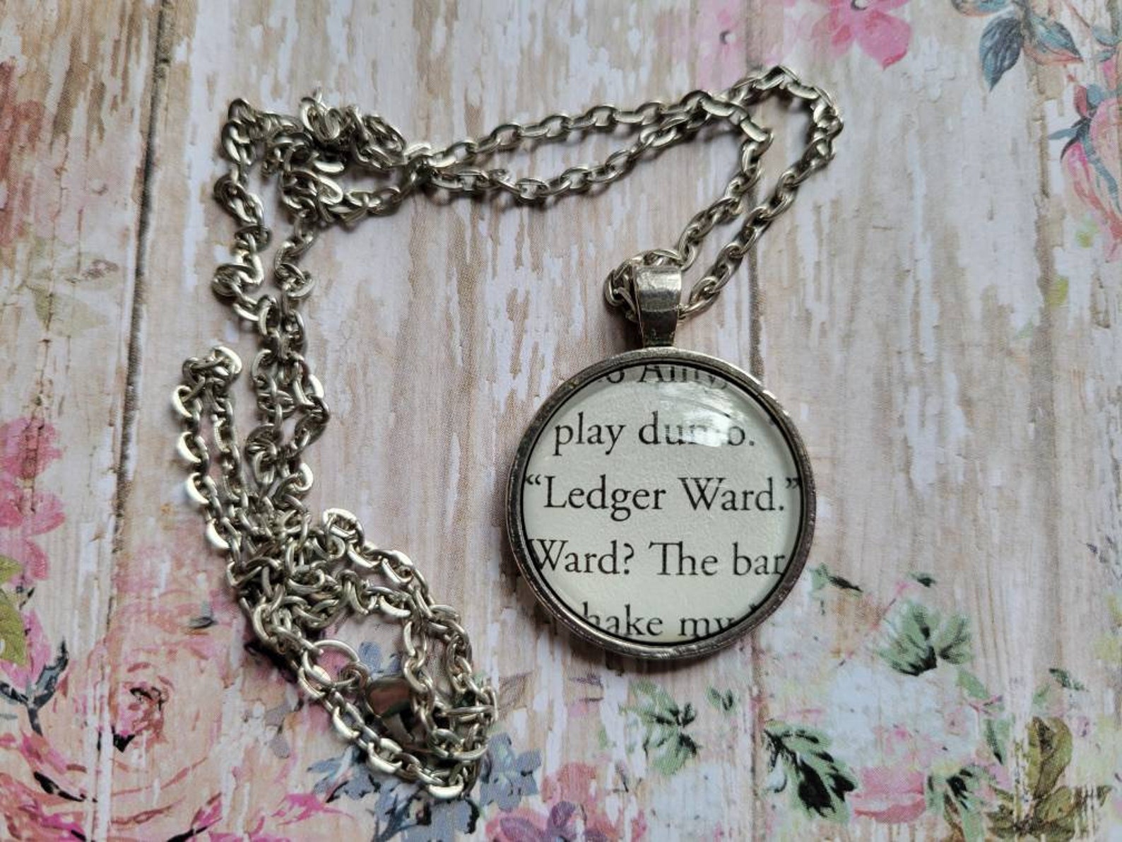 Ledger Ward Pendant Necklace Made With Reminders of Him Book Pages - Etsy
