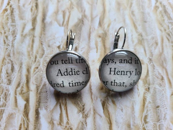 Addie and Henry Pendant Earrings Made With Invisible Life of Addie Larue Book Pages Etsy UK