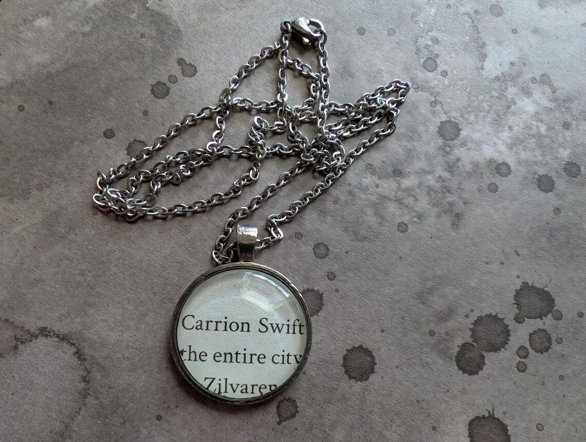 Carrion Swift Pendant Necklace Made From Quicksilver Book Pages - Etsy