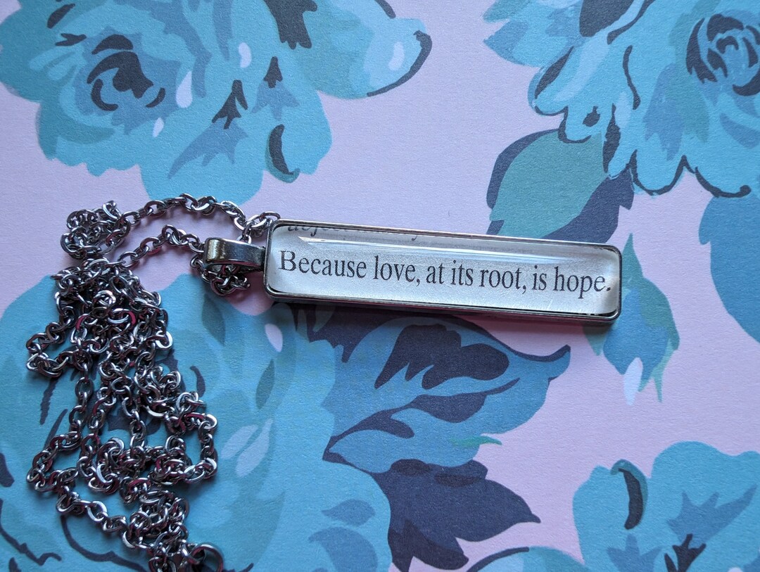 Love is Hope Pendant Necklace Made From Iron Flame Book Pages - Etsy