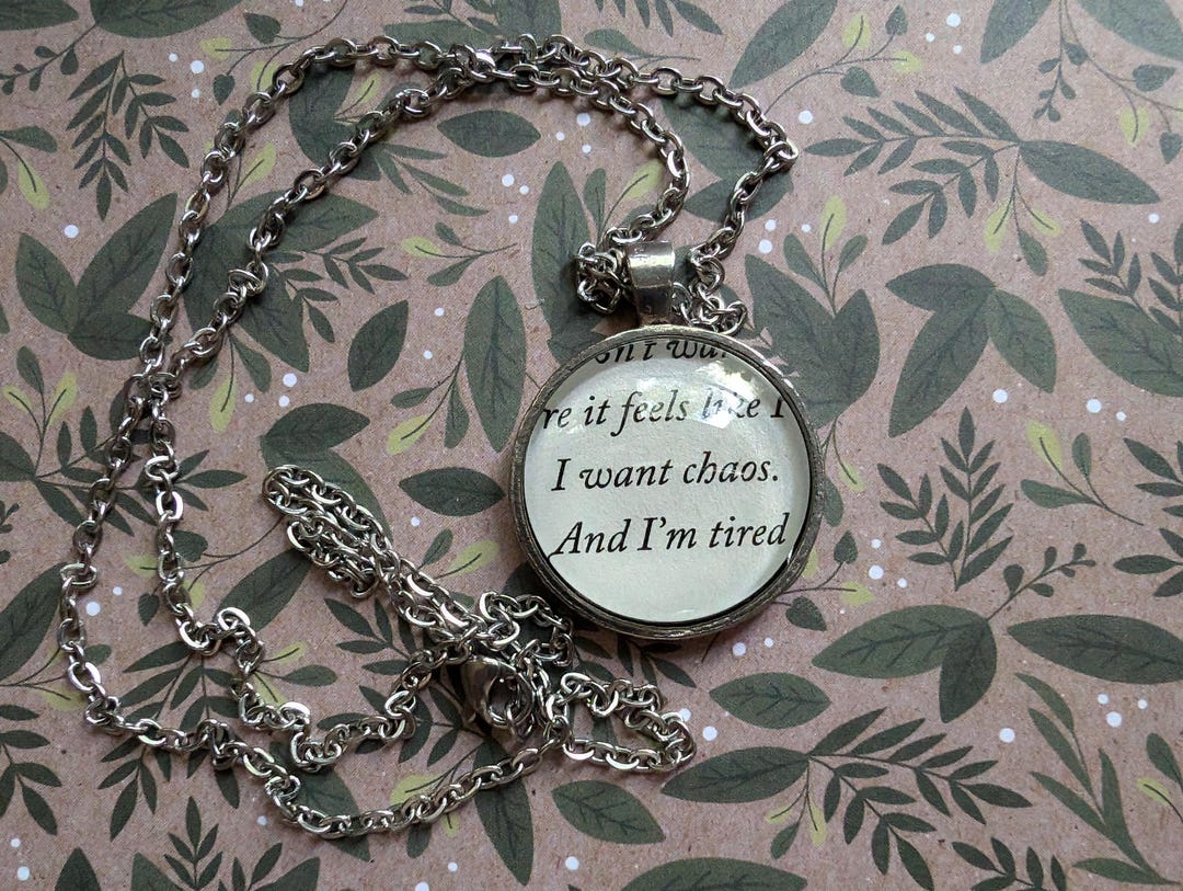 I Want Chaos Pendant Necklace Made With Corrupt Book Pages - Etsy