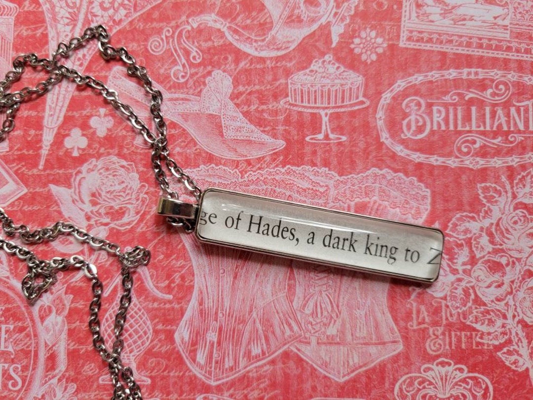 Hades the Dark King Pendant Necklace Made From Neon Gods Book Pages - Etsy