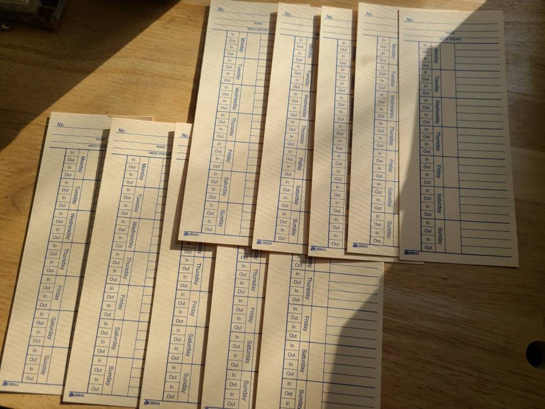 Time Card Pack Set of 10 - Etsy