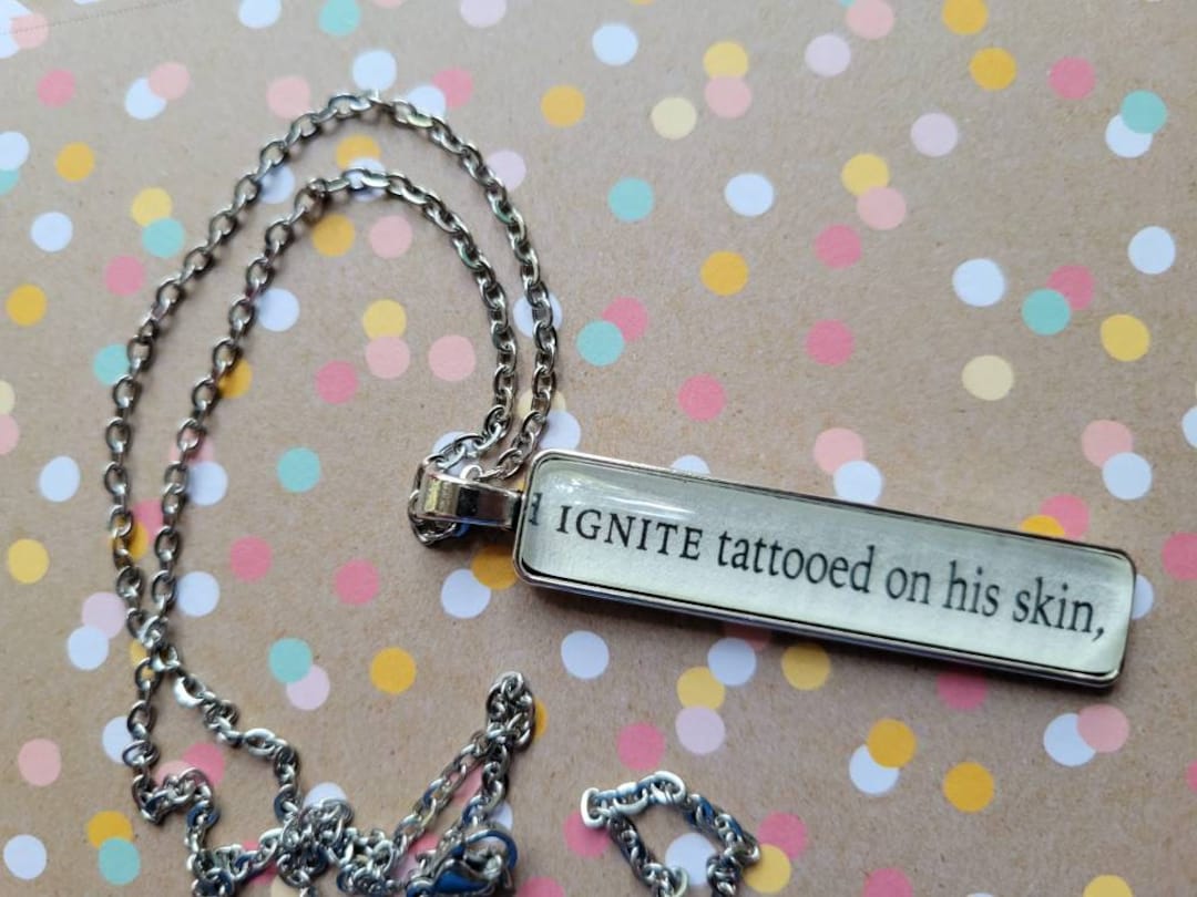 Ignite Tattoo Pendant Necklace Made With Shatter Me Book Pages - Etsy