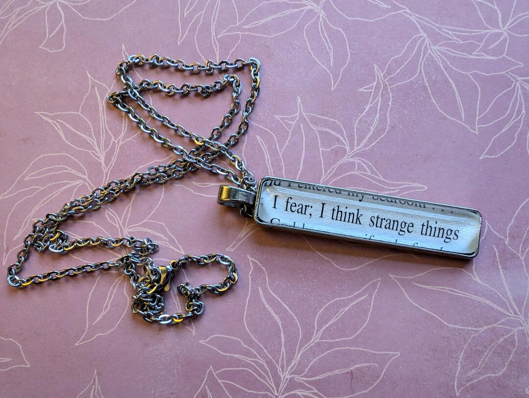 I Think Strange Things Pendant Necklace Made With Dracula Book Pages - Etsy