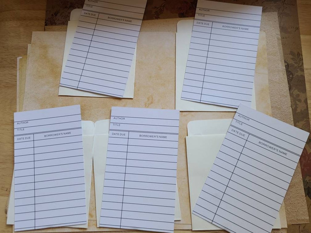 Library Card and Pocket Set - Etsy