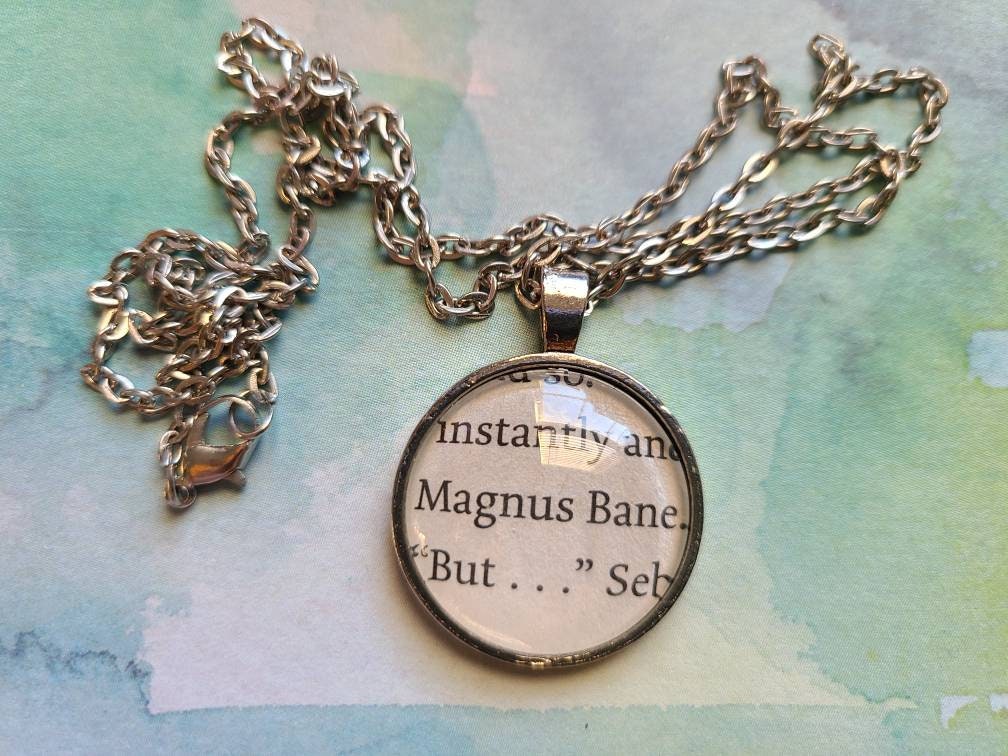 Magnus Bane Pendant Necklace Made With Mortal Instruments Book Pages ...