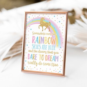 Unicorn Party Sign • Unicorn Birthday Party Sign • Somewhere Over the ...