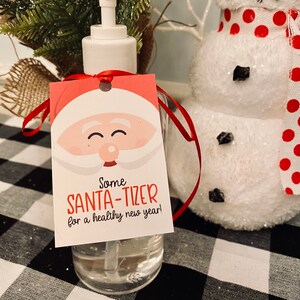 Customizeable Santa-tizer Printable Hand Sanitizer Tags Easy | Etsy