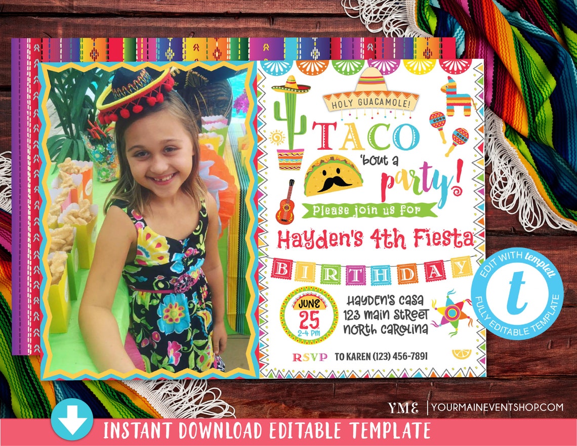 Fiesta Invitation Photo Fiesta Birthday Party Invitation - Etsy