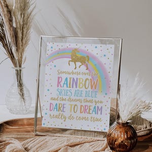 Unicorn Party Sign • Unicorn Birthday Party Sign • Somewhere Over the ...