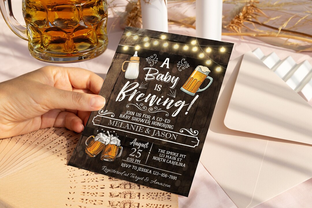 A Baby is Brewing Baby Shower Invitation, Beer and Bottle Design - Etsy