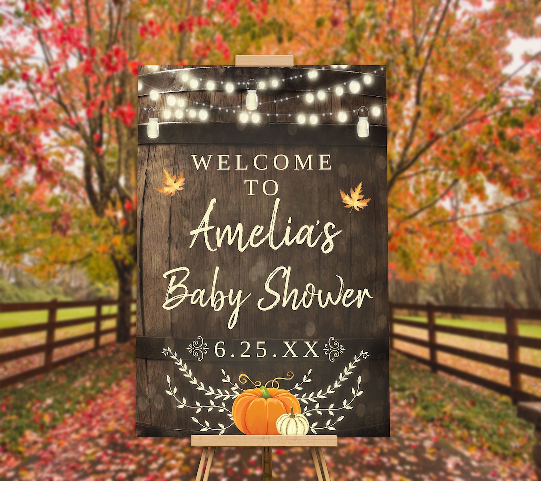 Fall Pumpkin Baby Shower Welcome Sign | Rustic Autumn Baby Shower ...