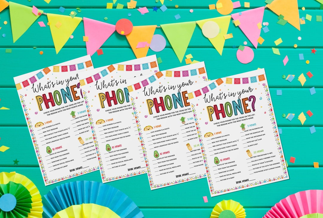 What's in Your Phone Taco Fiesta Baby Shower Game - Etsy