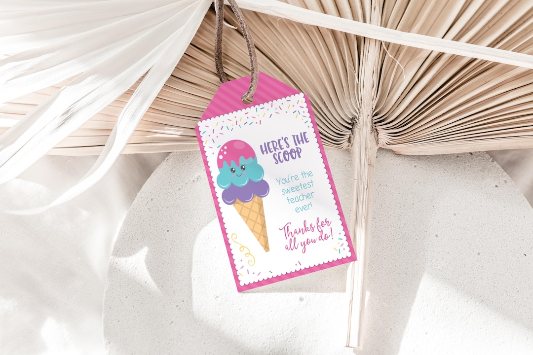 Ice Cream Teacher Appreciation Thank You Gift Tags - Etsy
