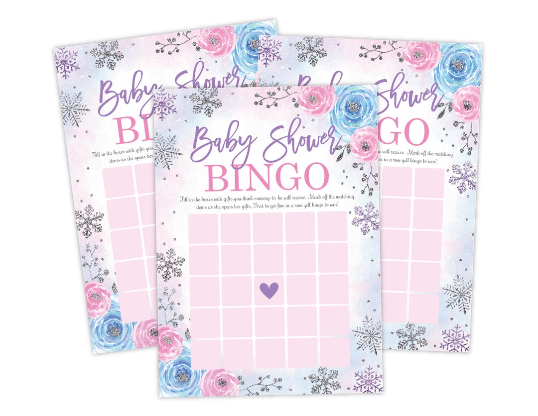 Winter Wonderland Snowflake Baby Shower Game Bingo Instant Download ...