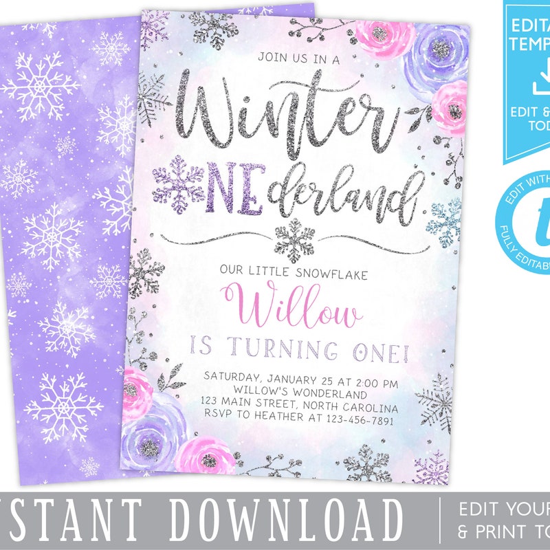 Snowflake Birthday Invitation - Etsy