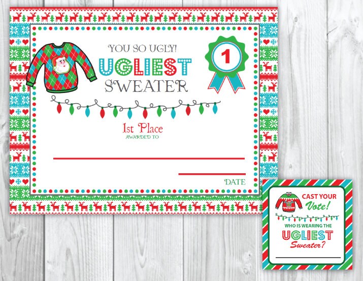 Ugly Sweater Winner Certificate Template