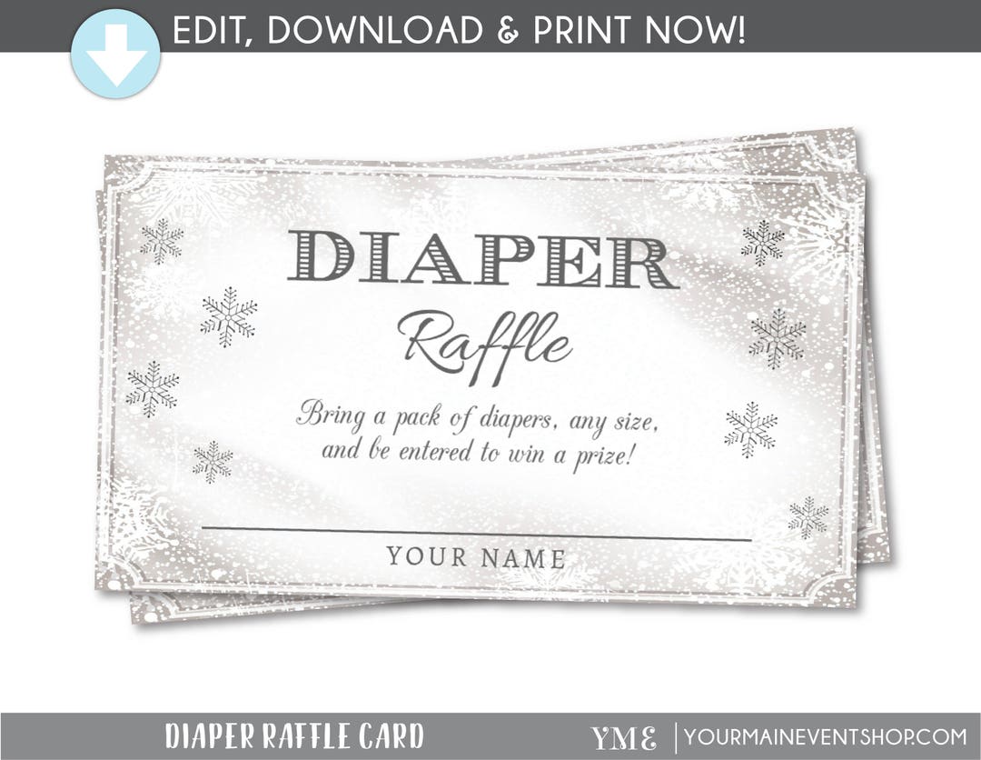 Diaper Raffle Ticket Winter Wonderland Baby Shower Diaper - Etsy