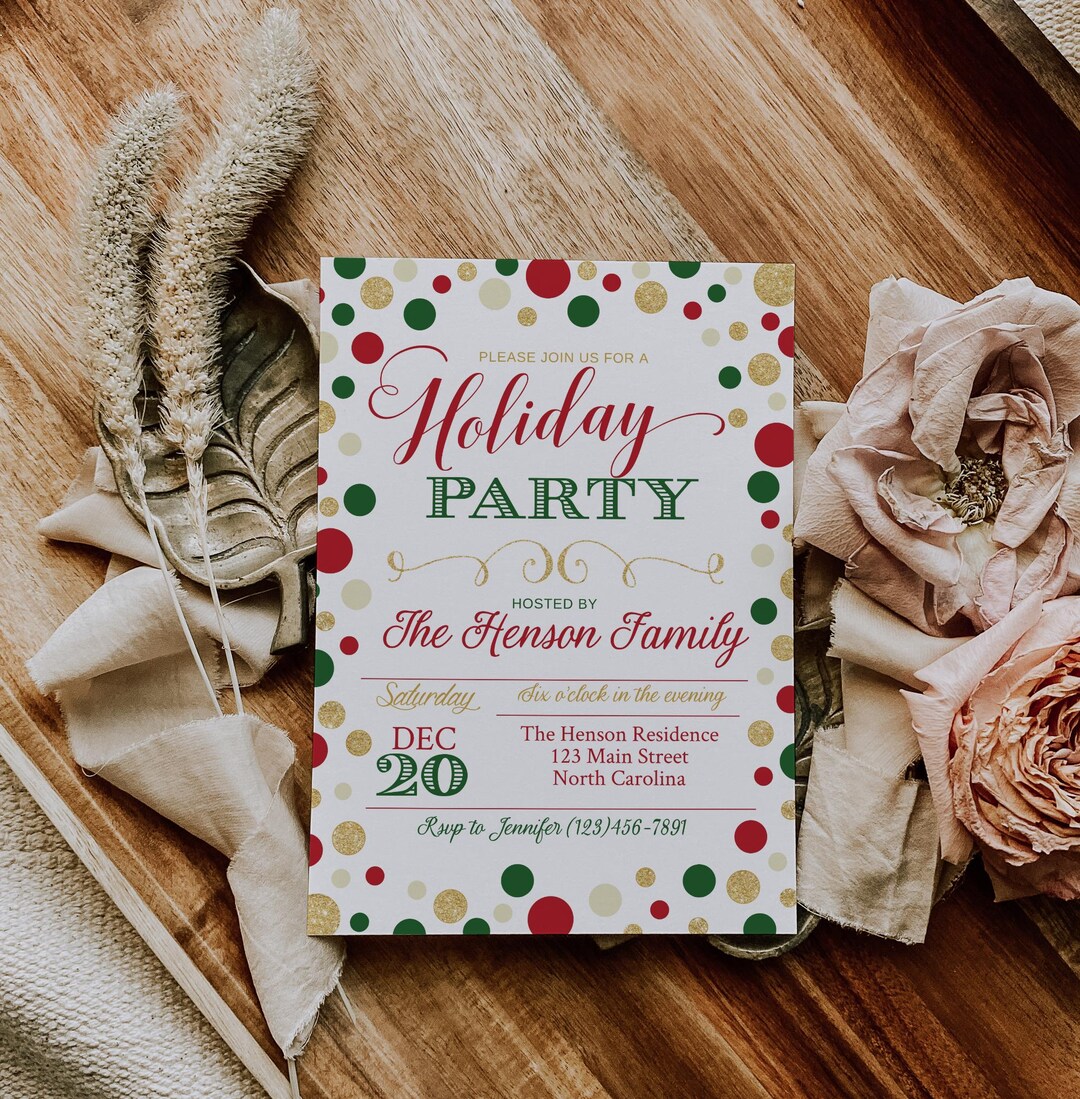 Holiday Party Invitation | Holiday Party Invite | DIY Editable Template ...
