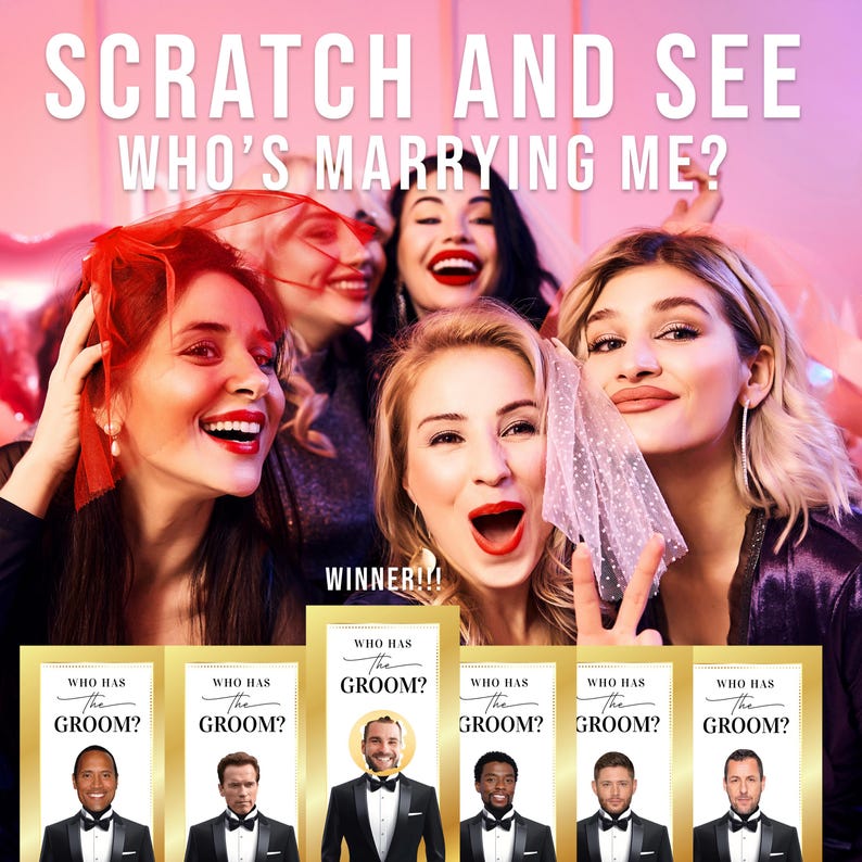 Who Has the Groom Game, Celebrity and Groom Scratch Off, Bridal Shower ...